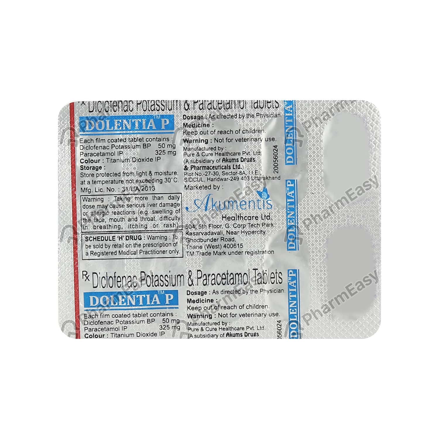 Buy Dolentia P Tablet Online at Flat 18% OFF* | PharmEasy