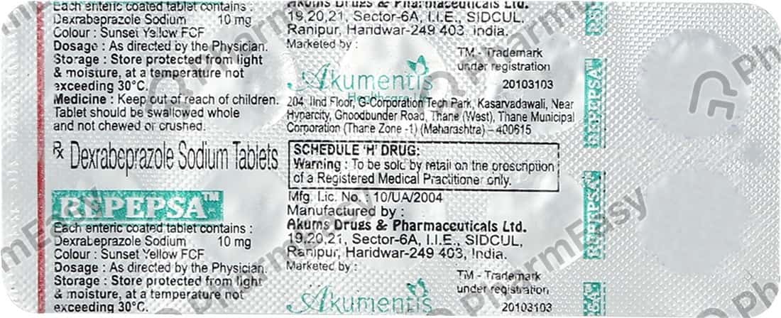 Repepsa 10 MG Tablet (10): Uses, Side Effects, Price & Dosage | PharmEasy
