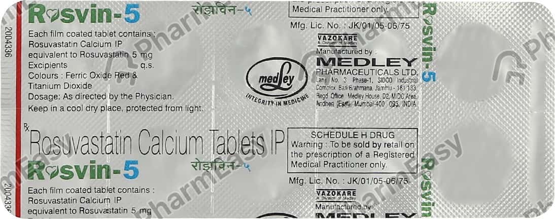 Rosvin 5 MG Tablet (10): Uses, Side Effects, Price & Dosage | PharmEasy