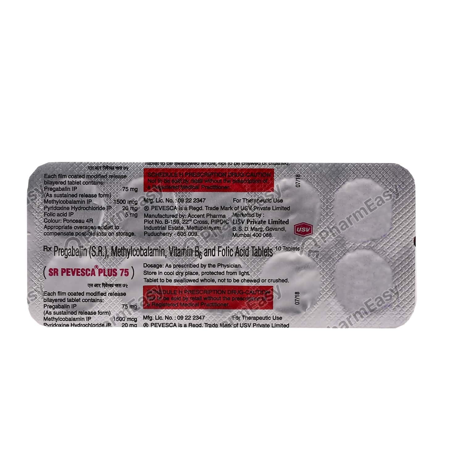Buy Sr Pevesca Plus 75mg Strip Of 10 Tablets Online at Flat 18% OFF ...