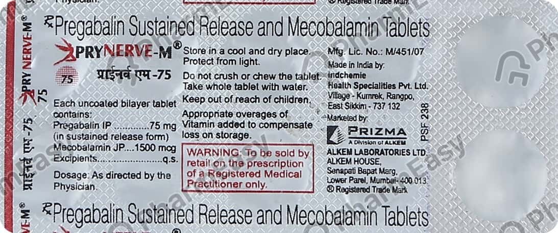 Prynerve M 75mg Tablet: Uses, Side Effects, Price & Dosage | PharmEasy