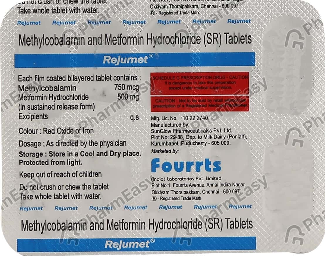 Buy Rejumet 500mg Strip Of 10 Tablets Online at Flat 15% OFF | PharmEasy
