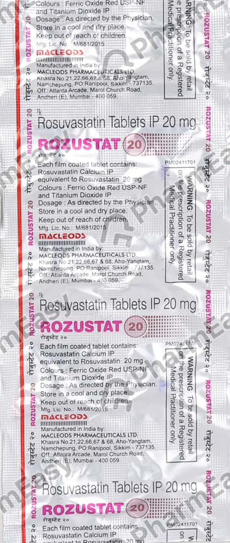 Rozustat 20 MG Tablet (10): Uses, Side Effects, Price & Dosage | PharmEasy