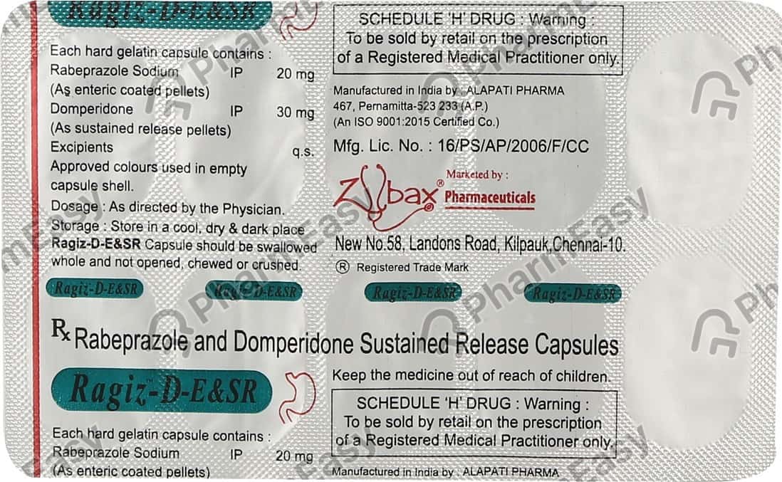 Ragiz D E & Sr Strip Of 10 Capsules: Uses, Side Effects, Price & Dosage ...