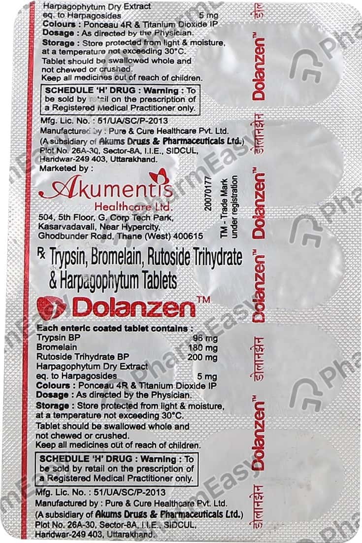 Dolanzen Strip Of 10 Tablets: Uses, Side Effects, Price & Dosage ...