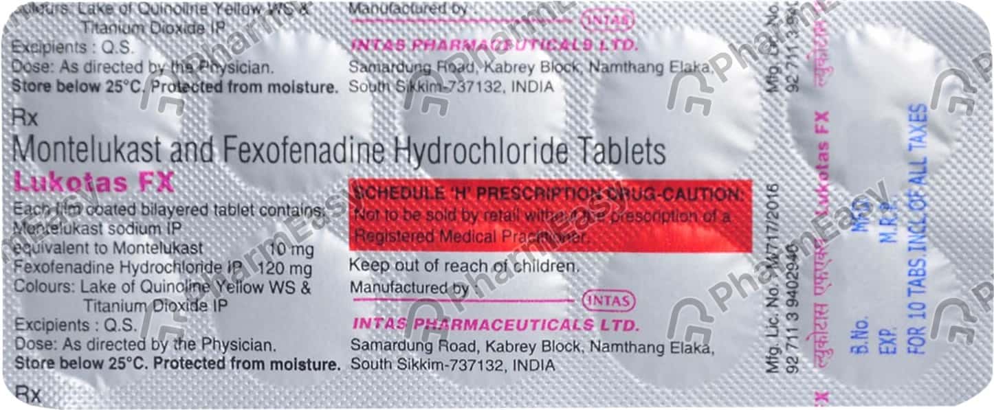 Lukotas Fx Strip Of 10 Tablets: Uses, Side Effects, Price & Dosage ...