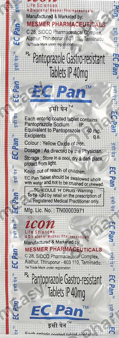 Ec Pan 40 MG Tablet (10): Uses, Side Effects, Price & Dosage | PharmEasy