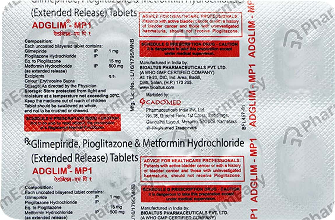Adglim Mp1 Tablets: Uses, Side Effects, Price & Dosage | PharmEasy