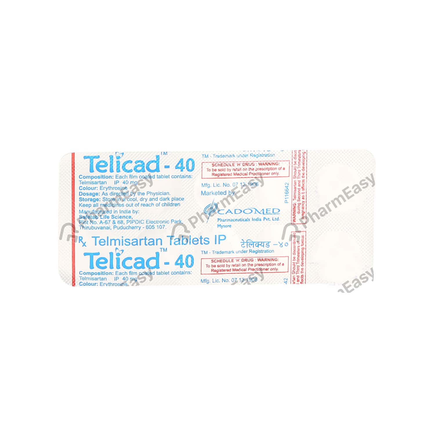 Telicad 40 MG Tablet (10): Uses, Side Effects, Price, Dosage ...