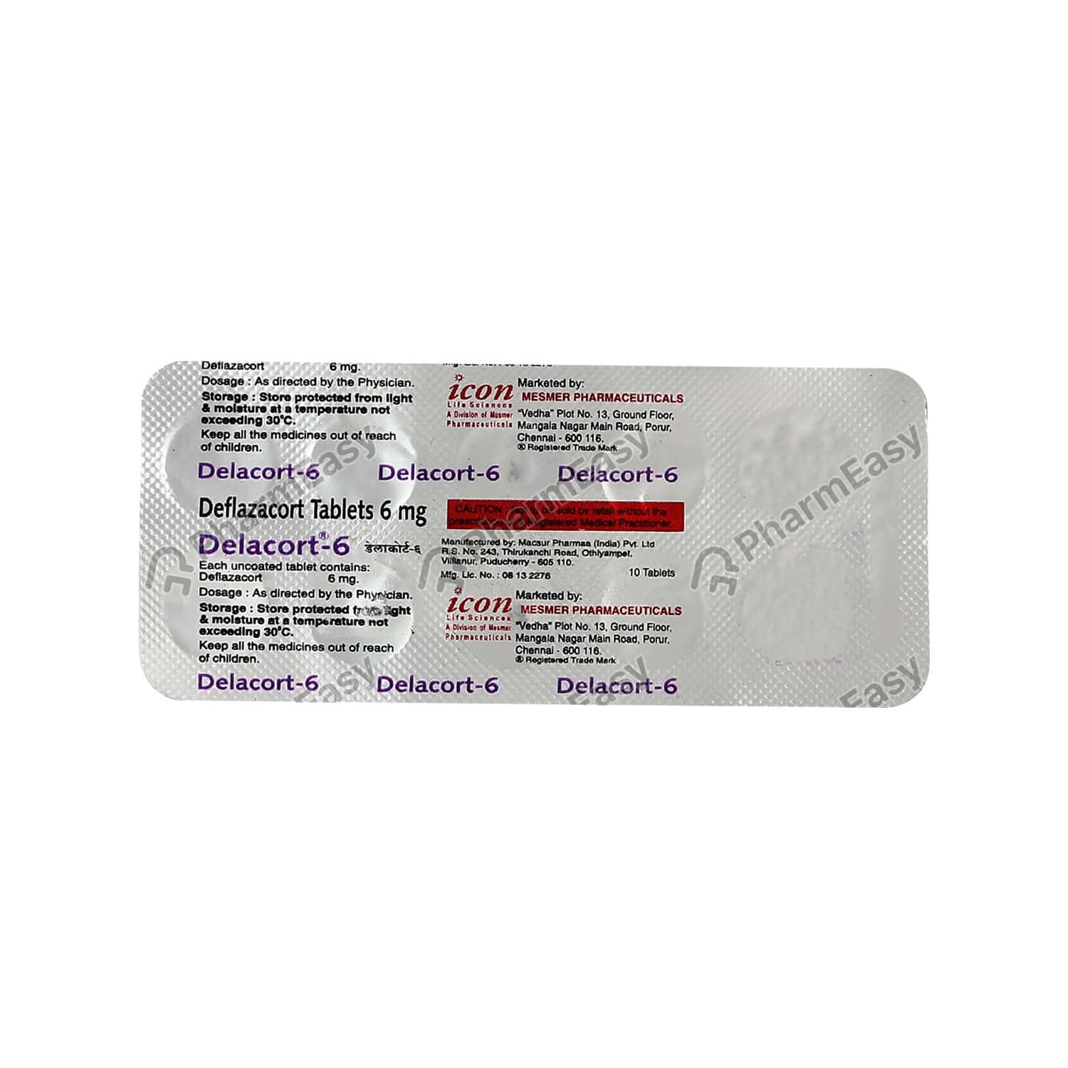 Delacort 6 MG Tablet (10) - Uses, Side Effects, Dosage, Composition ...