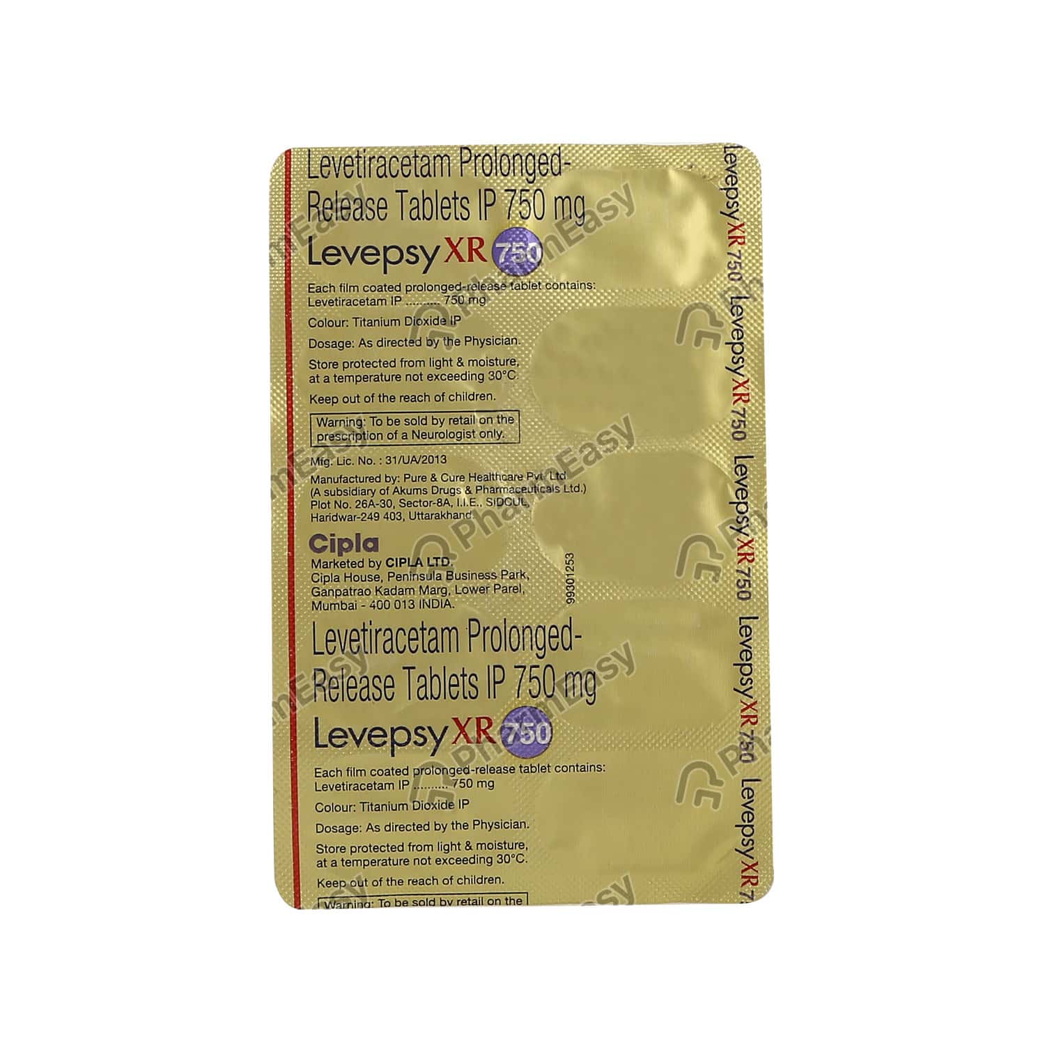 Buy Levepsy Xr 750 MG Tablet (10) Online at Flat 18% OFF* | PharmEasy
