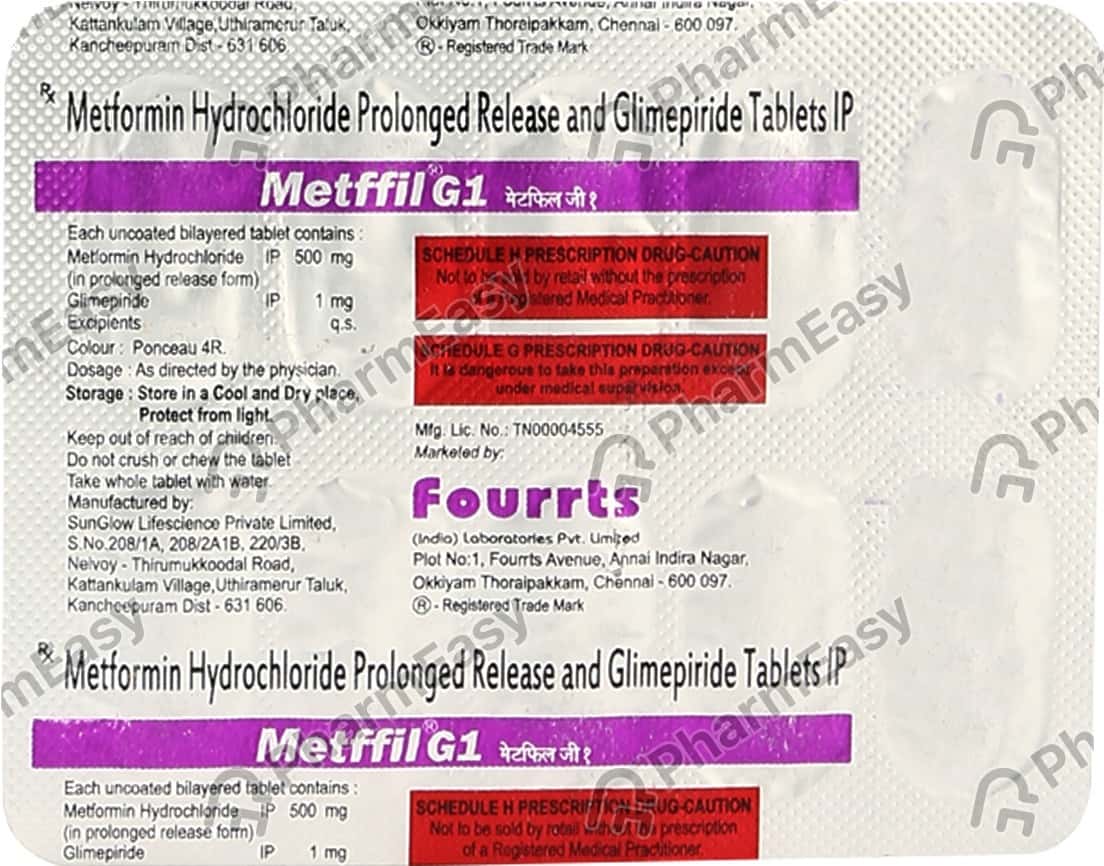 Metffil G1 Strip Of 10 Tablets: Uses, Side Effects, Price & Dosage ...