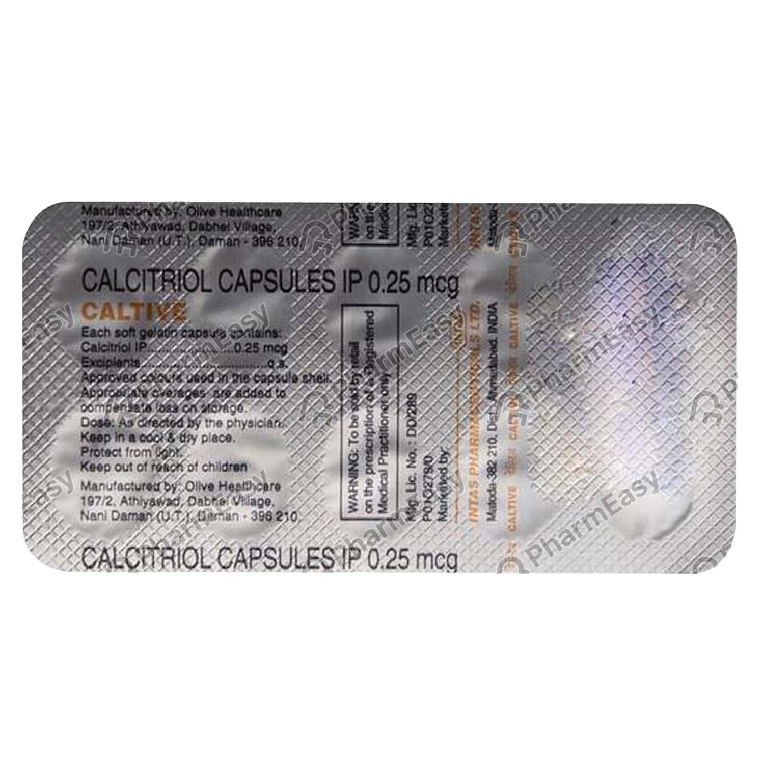 Caltive 0.25 MCG Capsule (10) - Uses, Side Effects, Dosage, Composition ...