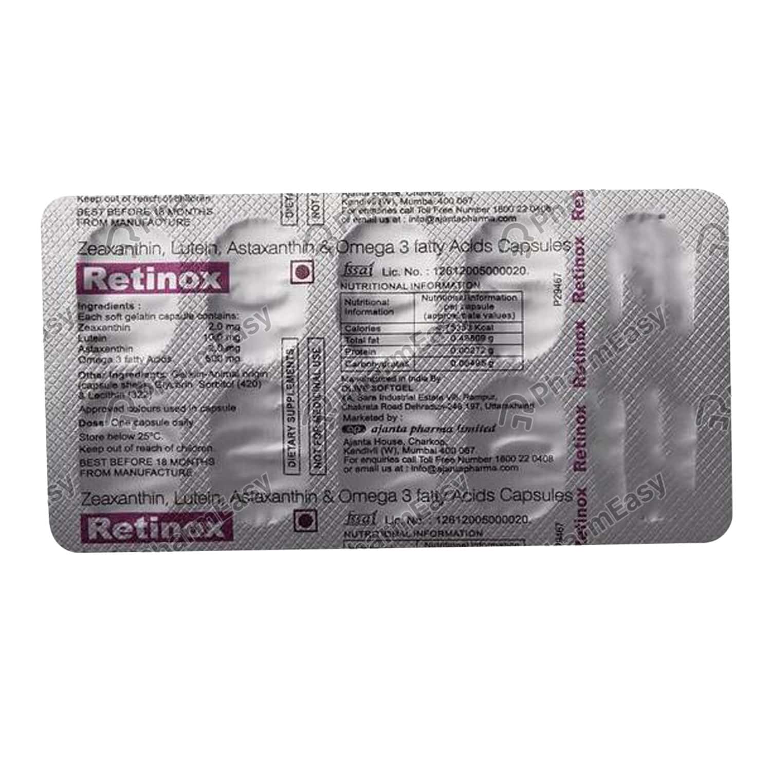 Buy Retinox Strip Of 10 Capsules Online at Flat 18% OFF* | PharmEasy