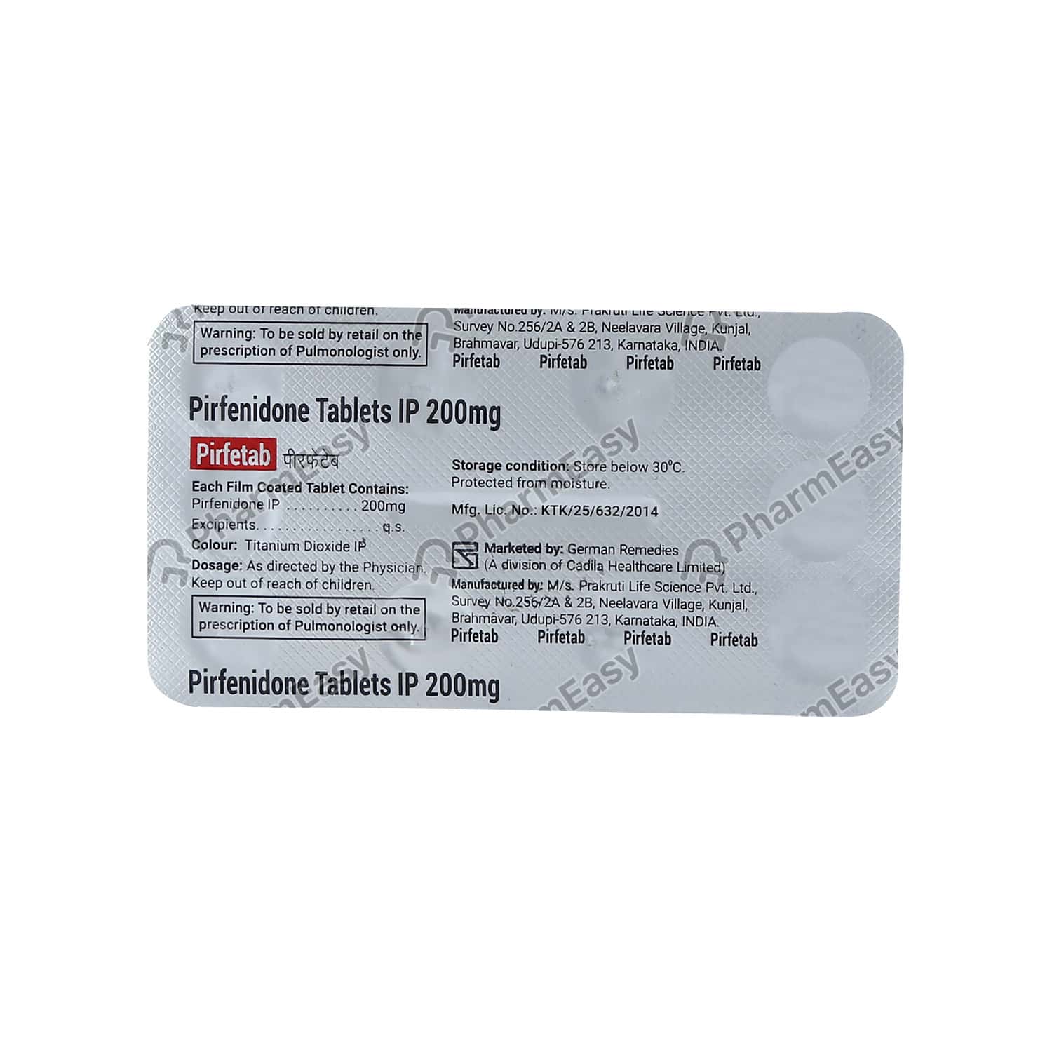 Buy Pirfetab 200 MG Tablet (10) Online at Flat 18% OFF* | PharmEasy