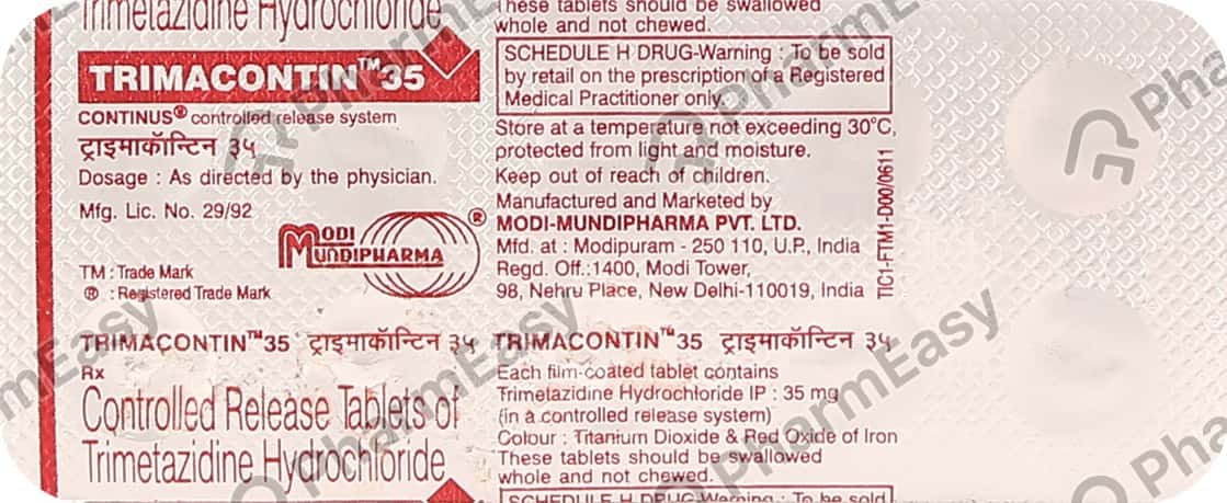 Trimacontin 35 MG Tablet (10): Uses, Side Effects, Price & Dosage ...
