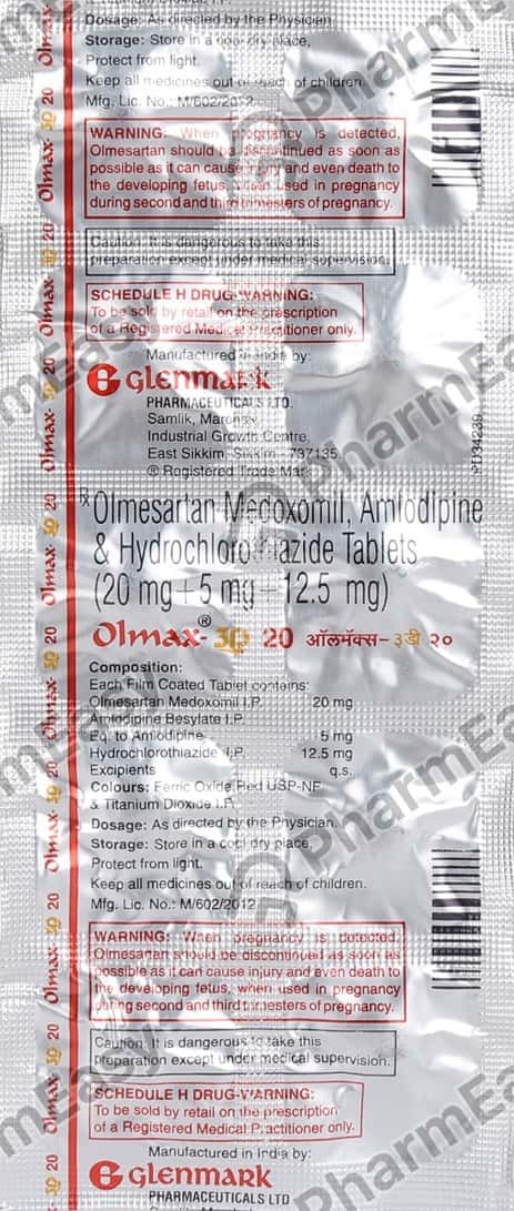 Olmax 3d 20mg Strip Of 10 Tablets: Uses, Side Effects, Price & Dosage ...