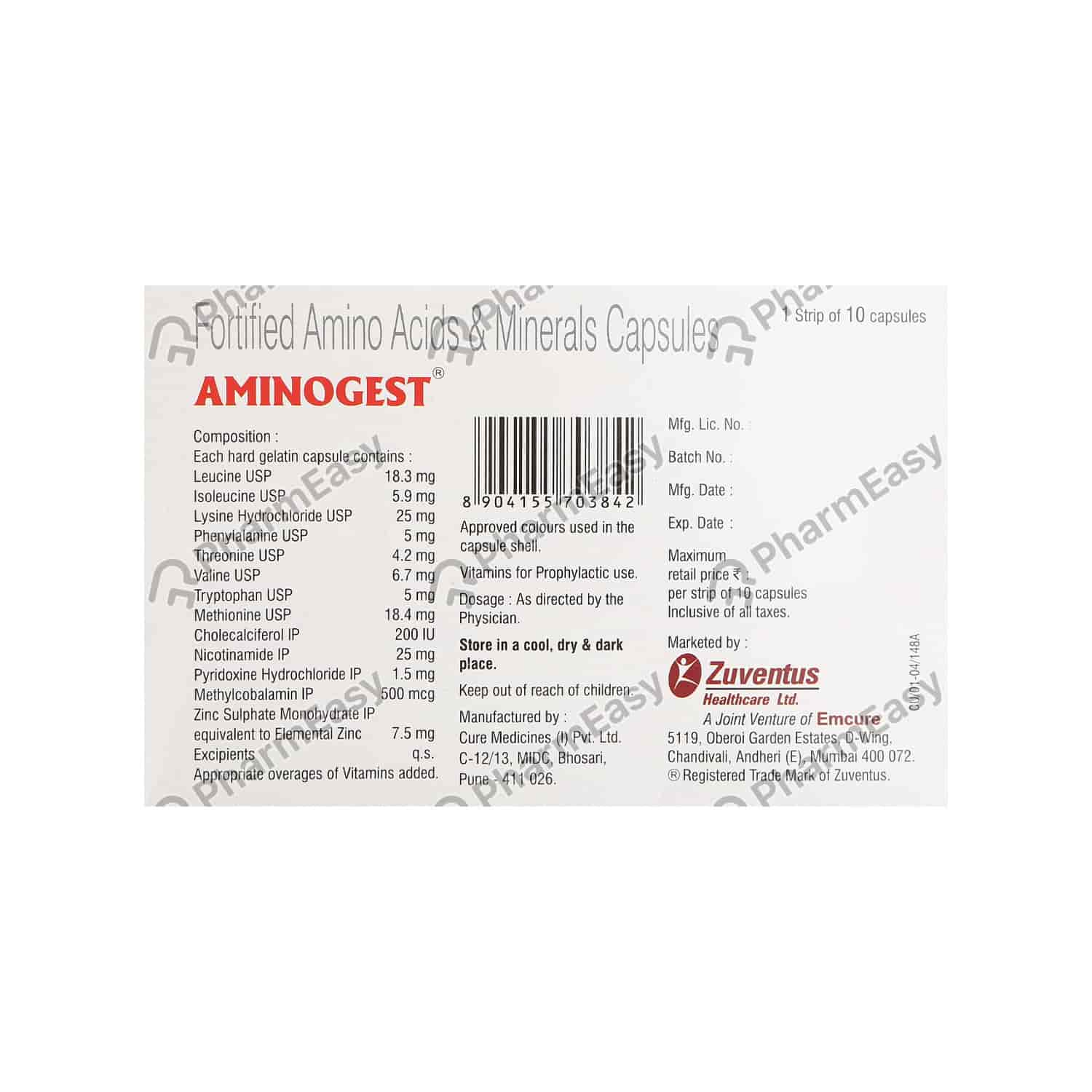 Buy Aminogest Cap Online at Flat 18% OFF* | PharmEasy