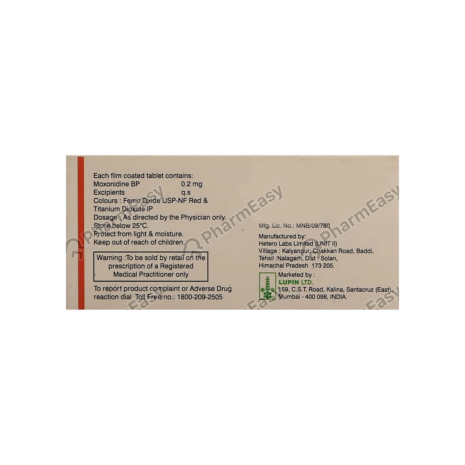 Buy Moxocard 0.2 MG Tablet (10) Online at Flat 18% OFF* | PharmEasy