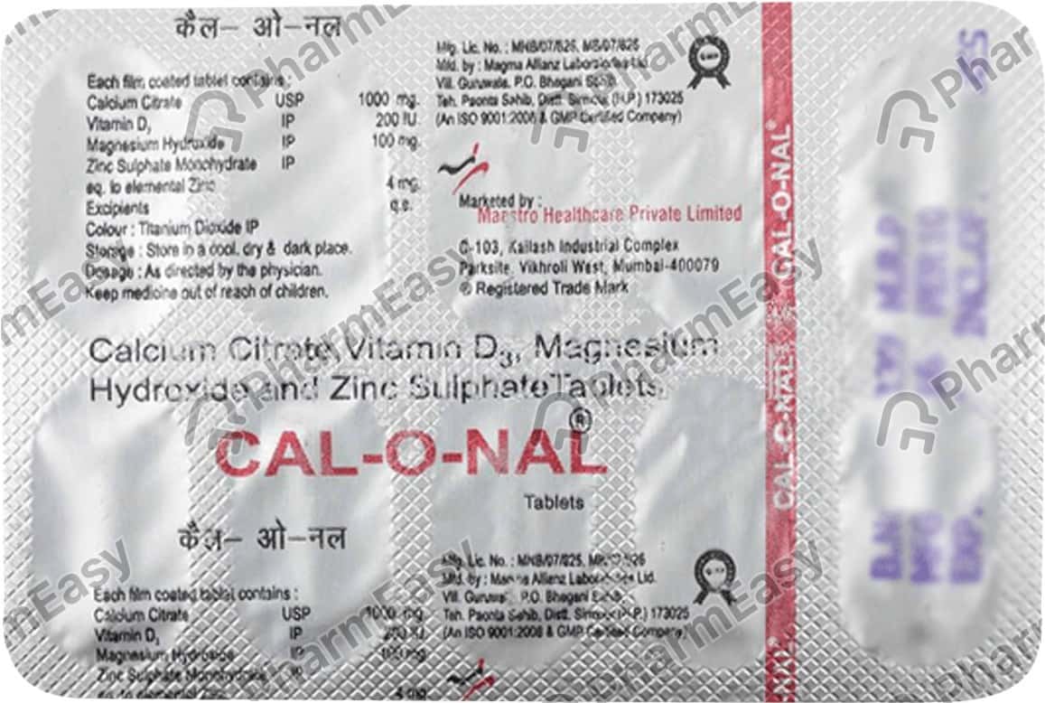 Cal O Nal Strip Of 10 Tablets: Uses, Side Effects, Price & Dosage ...