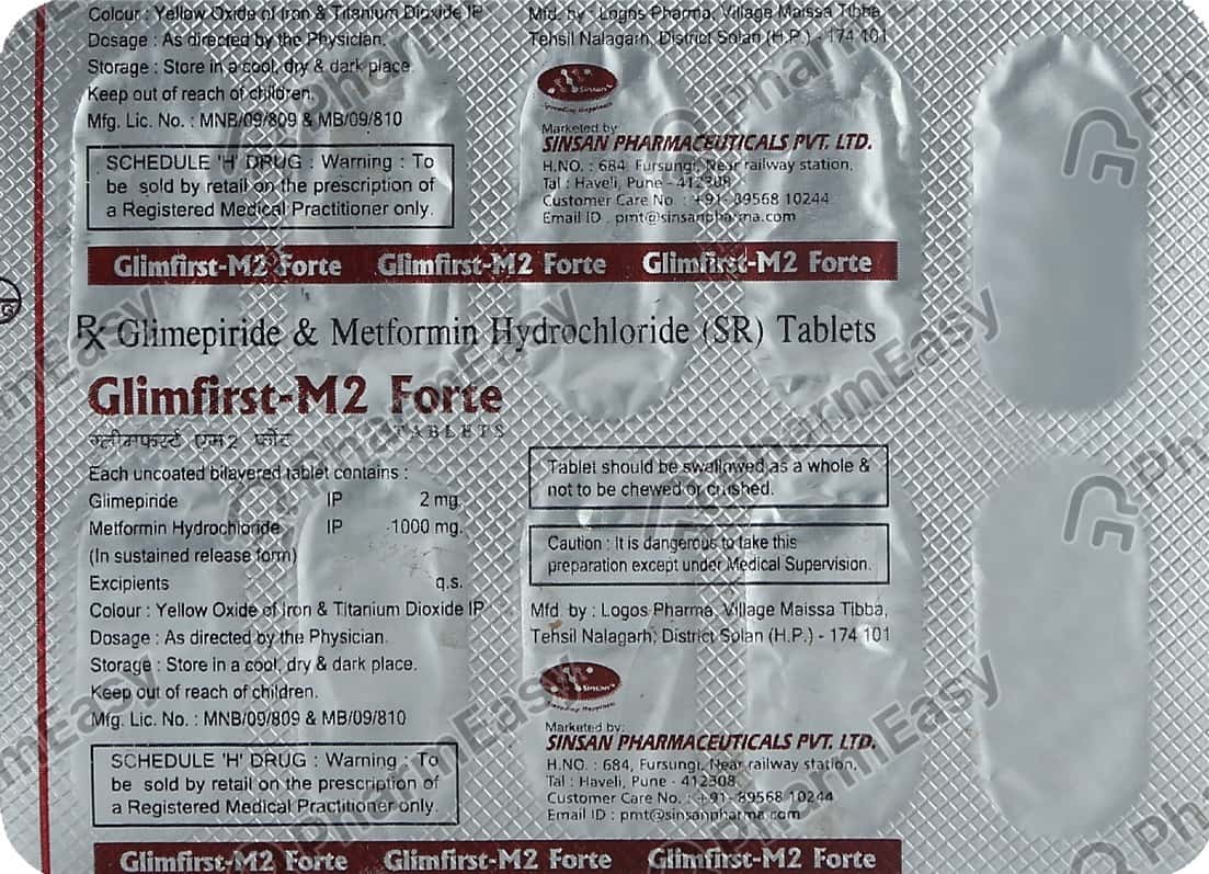 Glimfirst M 2mg Forte Strip Of 10 Tablets: Uses, Side Effects, Price & Dosage | PharmEasy