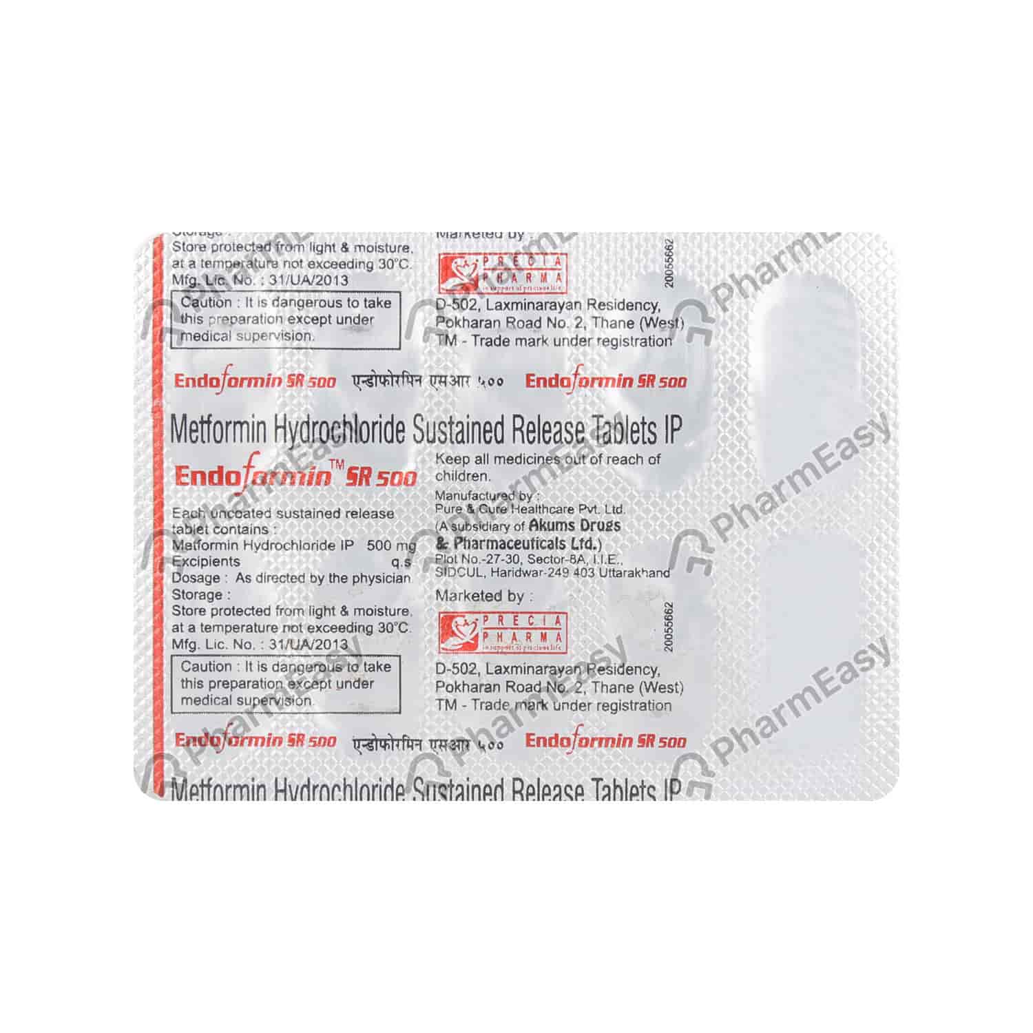 Endoformin Sr 500mg Tab - Uses, Side Effects, Dosage, Composition ...