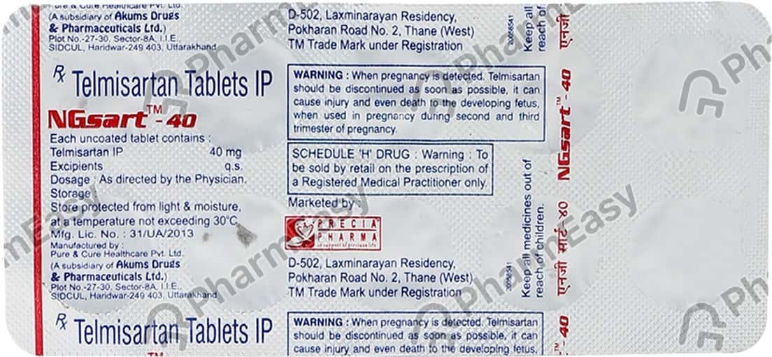 Ngsart 40 MG Tablet (10): Uses, Side Effects, Price & Dosage | PharmEasy