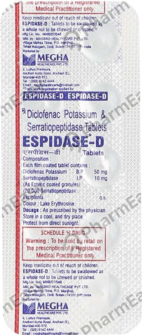 Espidase D Strip Of 10 Tablets: Uses, Side Effects, Price & Dosage ...