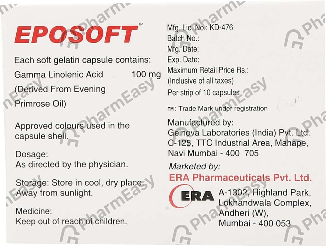Buy Eposoft 100 MG Capsule (10) Online at Flat 15% OFF | PharmEasy