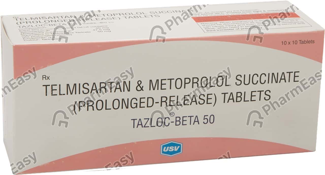 Tazloc Beta 50mg Strip Of 10 Tablets: Uses, Side Effects, Price ...