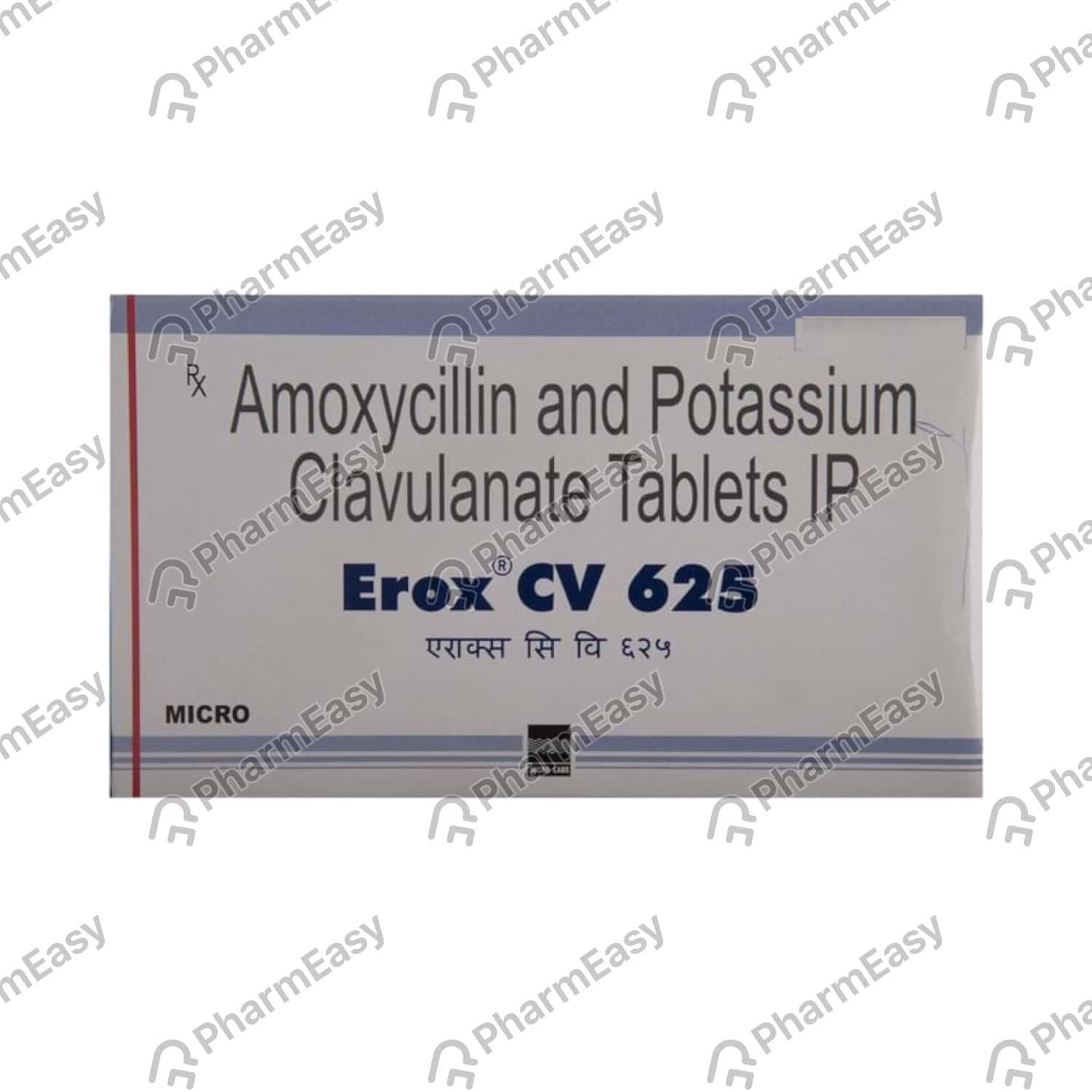 Erox Cv 625mg Strip Of 6 Tablets: Uses, Side Effects, Price & Dosage ...
