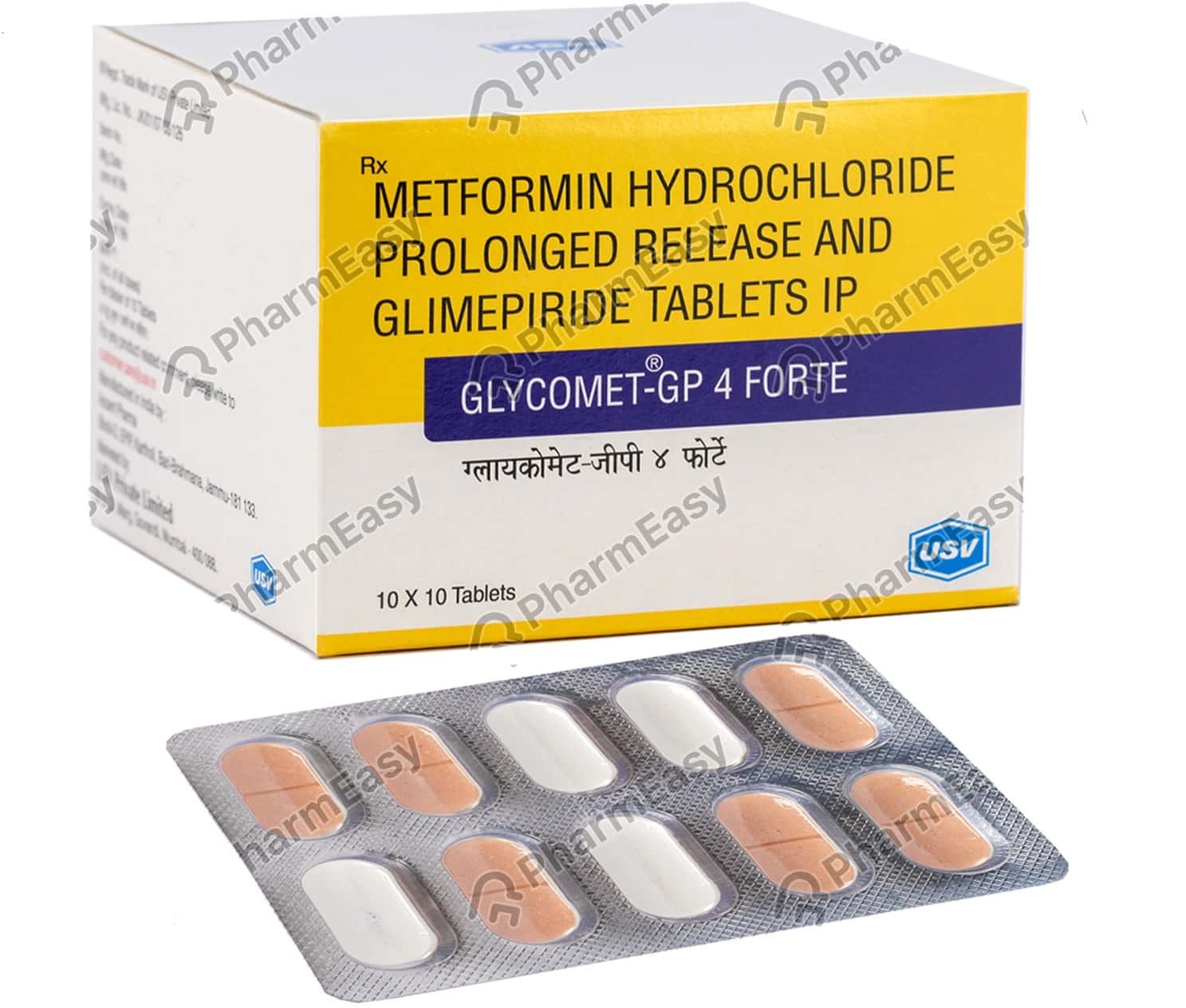 Glycomet Gp 4 Forte Strip Of 10 Tablets: Uses, Side Effects, Price ...