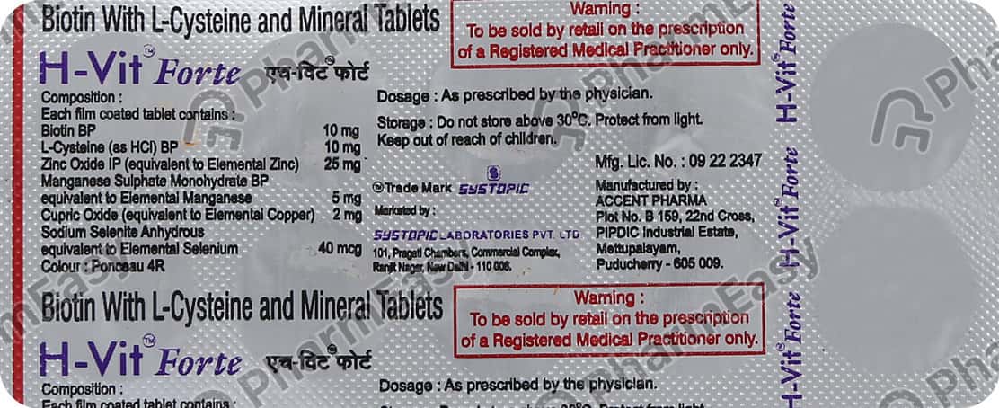 H Vit Forte Strip Of 10 Tablets: Uses, Side Effects, Price, Dosage & Composition | PharmEasy