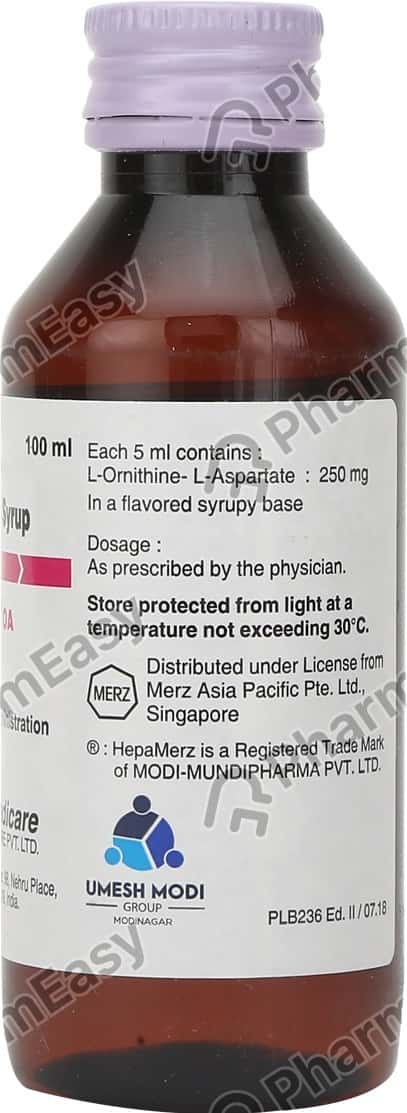 Hepamerz Oa 250 MG Syrup (100): Uses, Side Effects, Price & Dosage ...