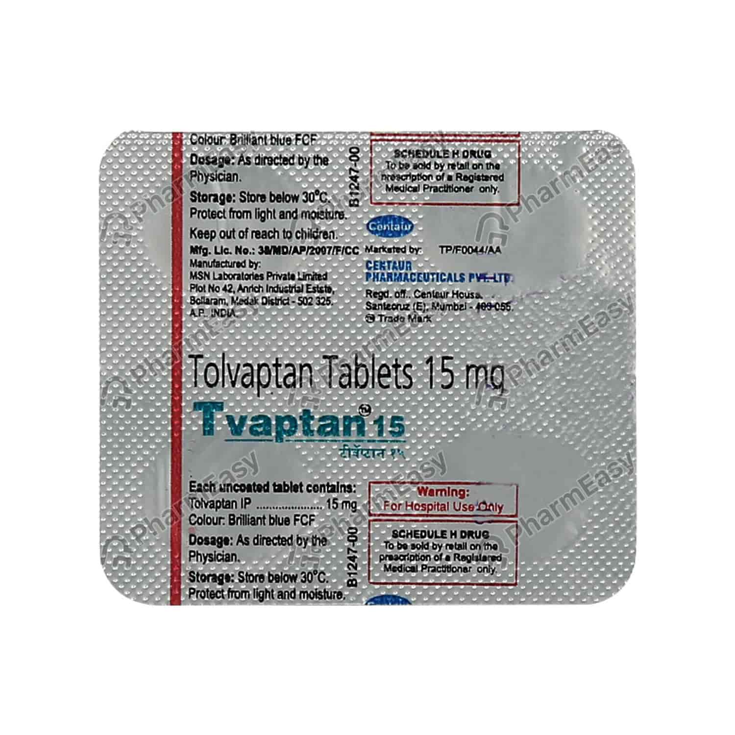 Buy Tvaptan 15mg Tablet Online at Flat 18% OFF* | PharmEasy