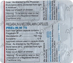 Prelin M 75mg Strip Of 15 Capsules: Uses, Side Effects, Price & Dosage ...