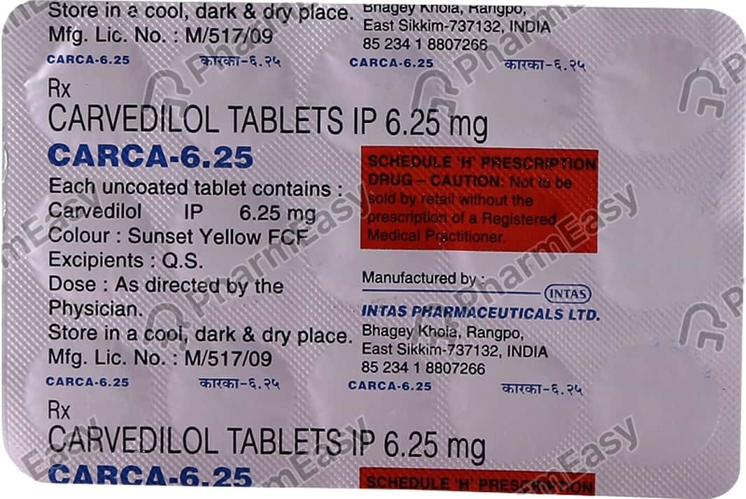 Carca 6.25 MG Tablet (15): Uses, Side Effects, Price & Dosage | PharmEasy
