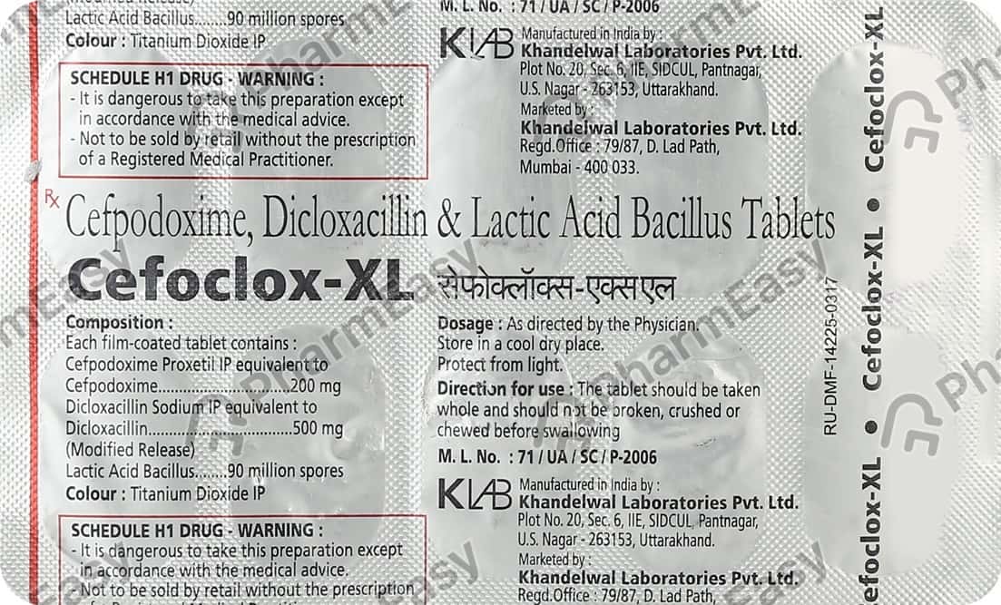 Cefoclox Xl Strip Of 10 Tablets: Uses, Side Effects, Price & Dosage ...