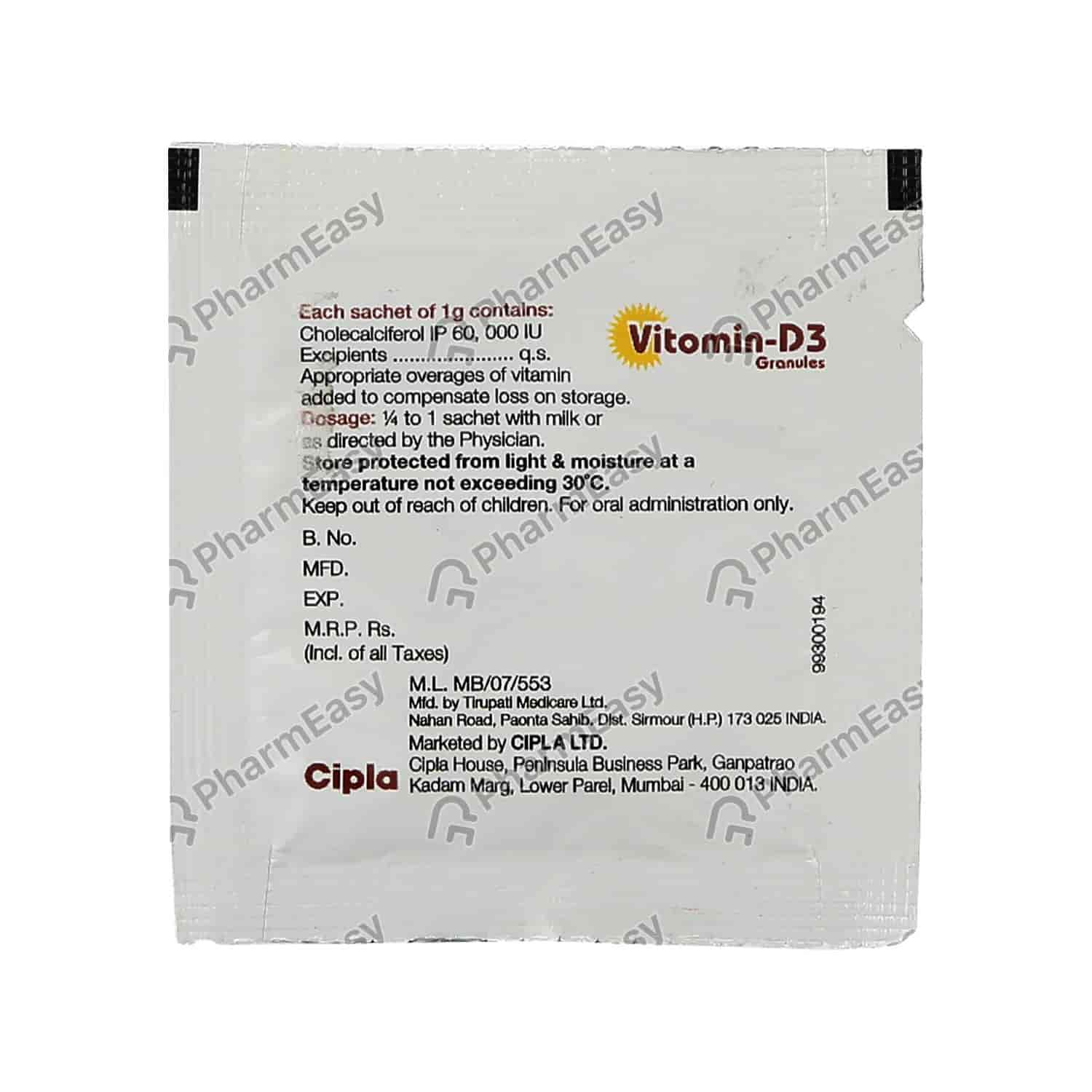 Vitomin D3 Granules - Uses, Side Effects, Dosage, Composition & Price ...
