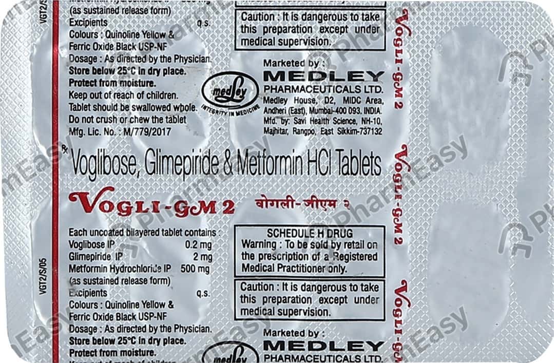 Vogli Gm2 Strip Of 10 Tablets: Uses, Side Effects, Price & Dosage ...