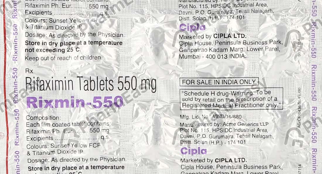 Rixmin 550 MG Tablet (10): Uses, Side Effects, Price & Dosage | PharmEasy