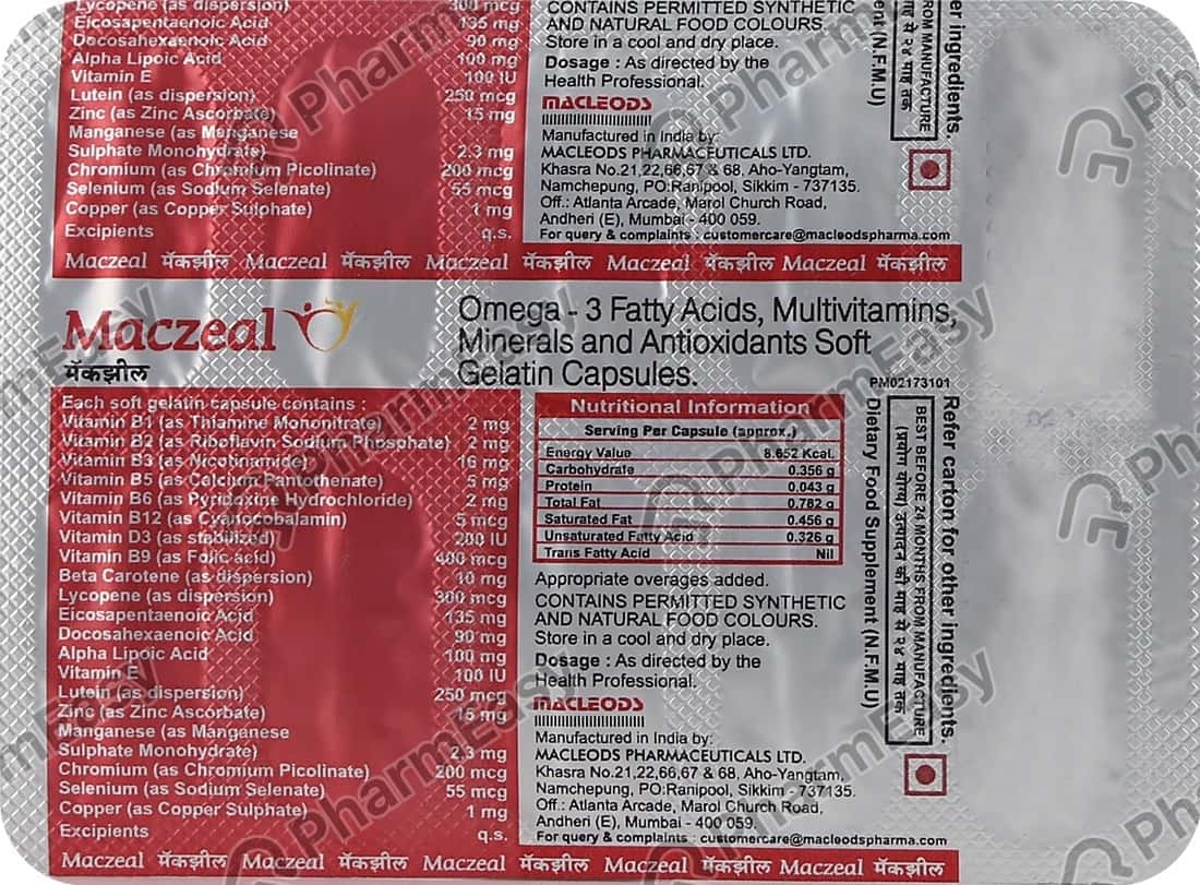 Buy Maczeal Capsule (10) Online at Flat 15% OFF | PharmEasy