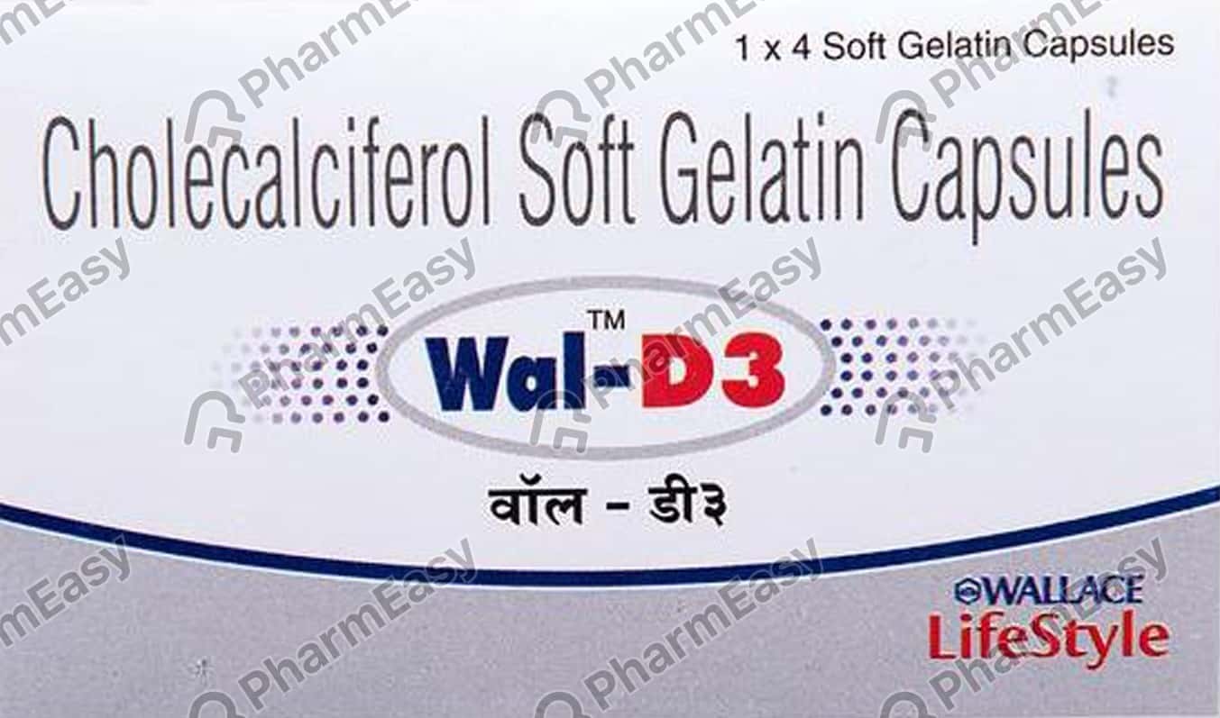 Wal D3 60000 IU Softgel Capsule (4): Uses, Side Effects, Price & Dosage ...