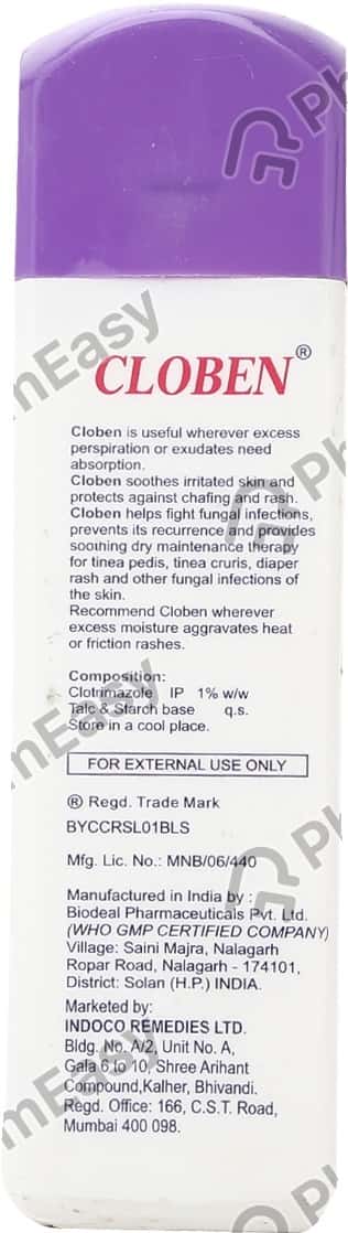 Cloben 1 % Dusting Powder (100): Uses, Side Effects, Price & Dosage ...