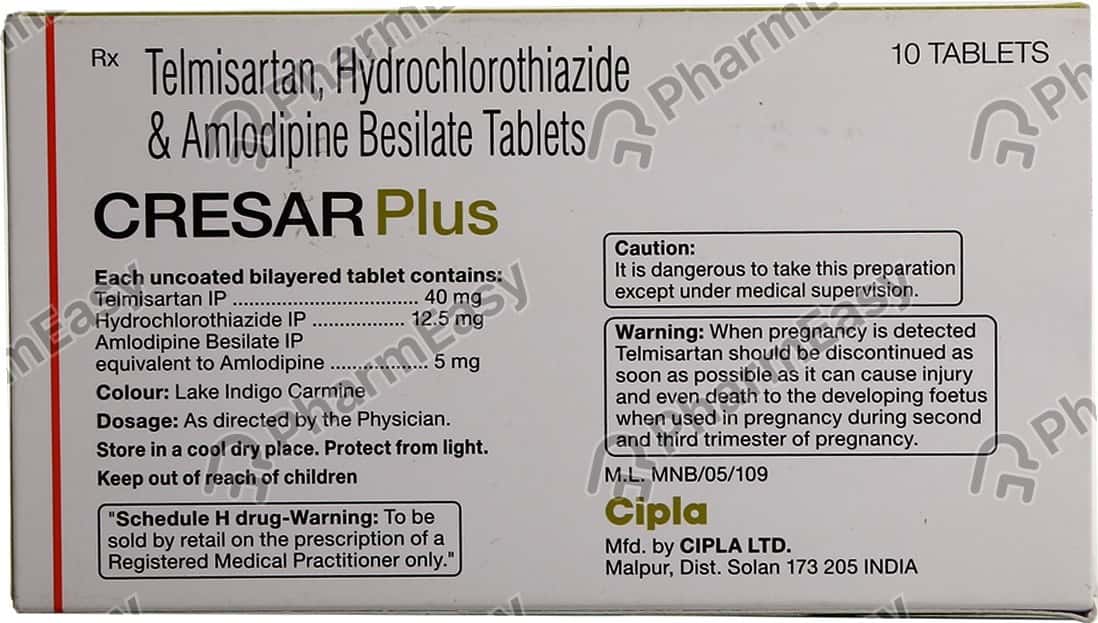 Cresar Plus Strip Of 10 Tablets: Uses, Side Effects, Price & Dosage ...