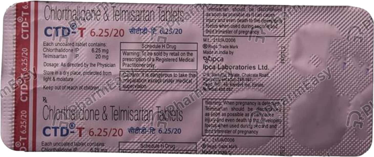 Ctd T 6.25/20mg Strip Of 10 Tablets: Uses, Side Effects, Price & Dosage ...