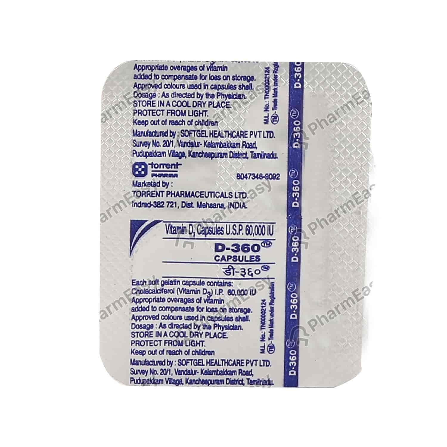 D 360 60000iu Capsule - Uses, Side Effects, Dosage, Composition & Price ...