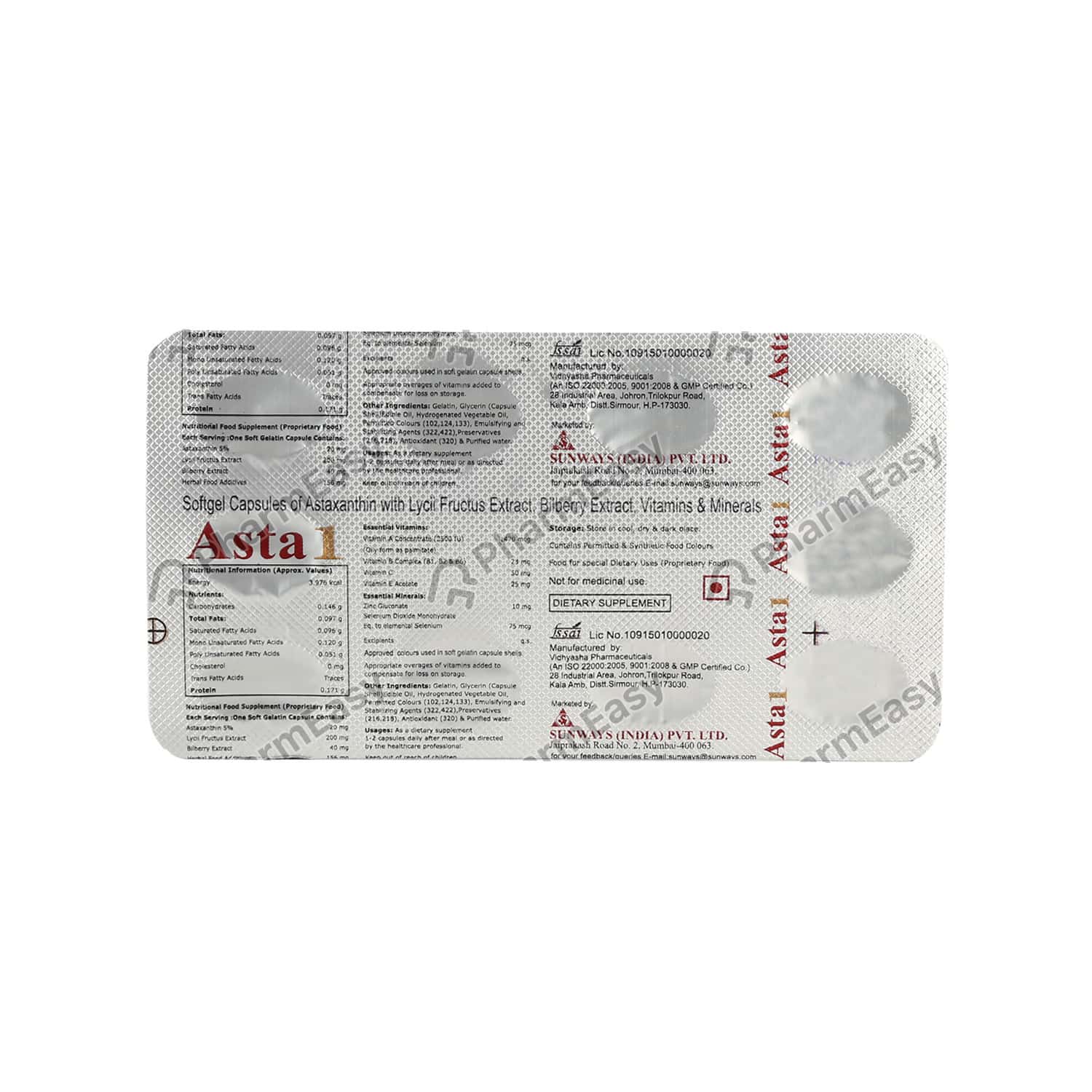 Buy Asta 1 Strip Of 10 Capsules Online at Flat 18% OFF* | PharmEasy