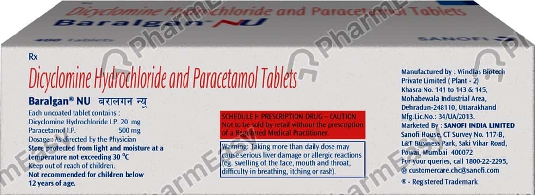 Baralgan Nu Strip Of 10 Tablets: Uses, Side Effects, Price & Dosage ...