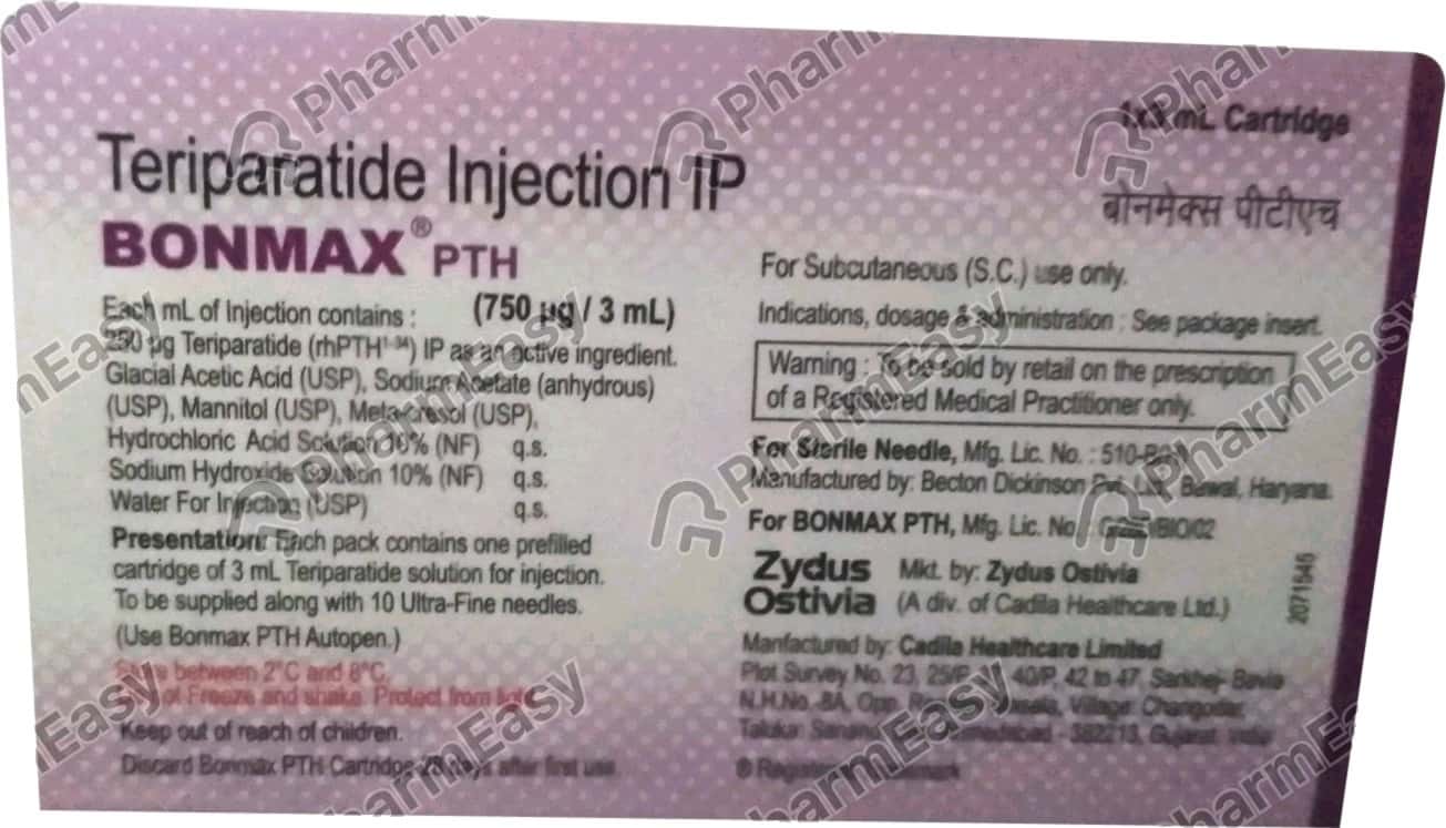 Bonmax Pth 250 MCG Solution For Injection (3): Uses, Side Effects, Price, Dosage & Composition ...